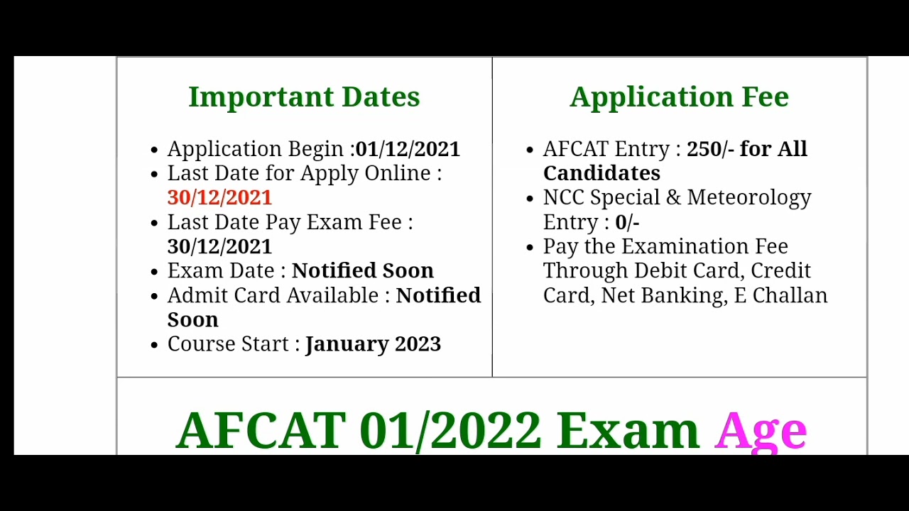 #AFCAT-1/2022 Notification | #Application begin and end date | # ...