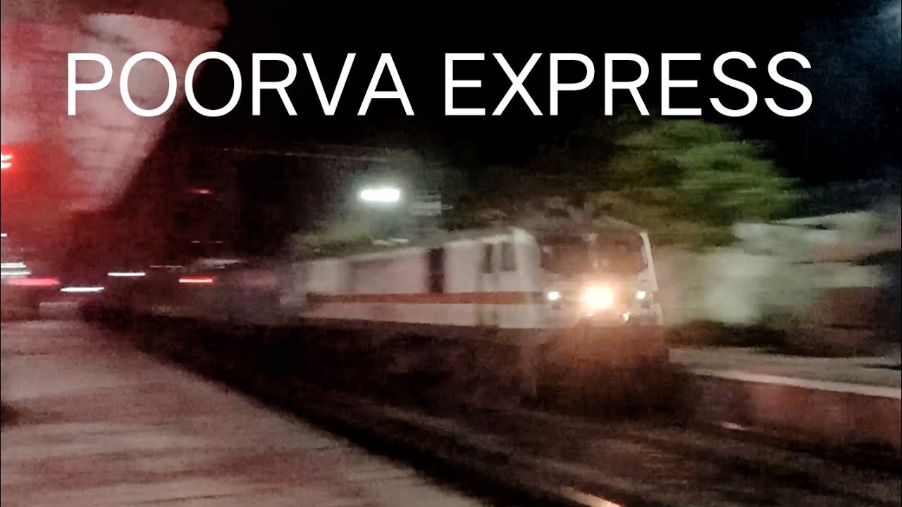 12381 POORVA Express 130 kmph Full Speed 🔥🔥🔥🔥 at khurja junction - YouTube