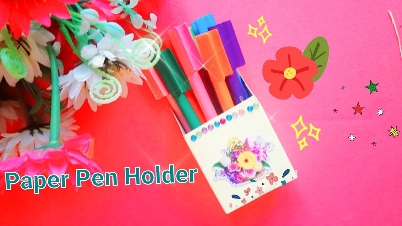 how to make paper pencil box and pen holder /paper pencil box/ DIY pen ...