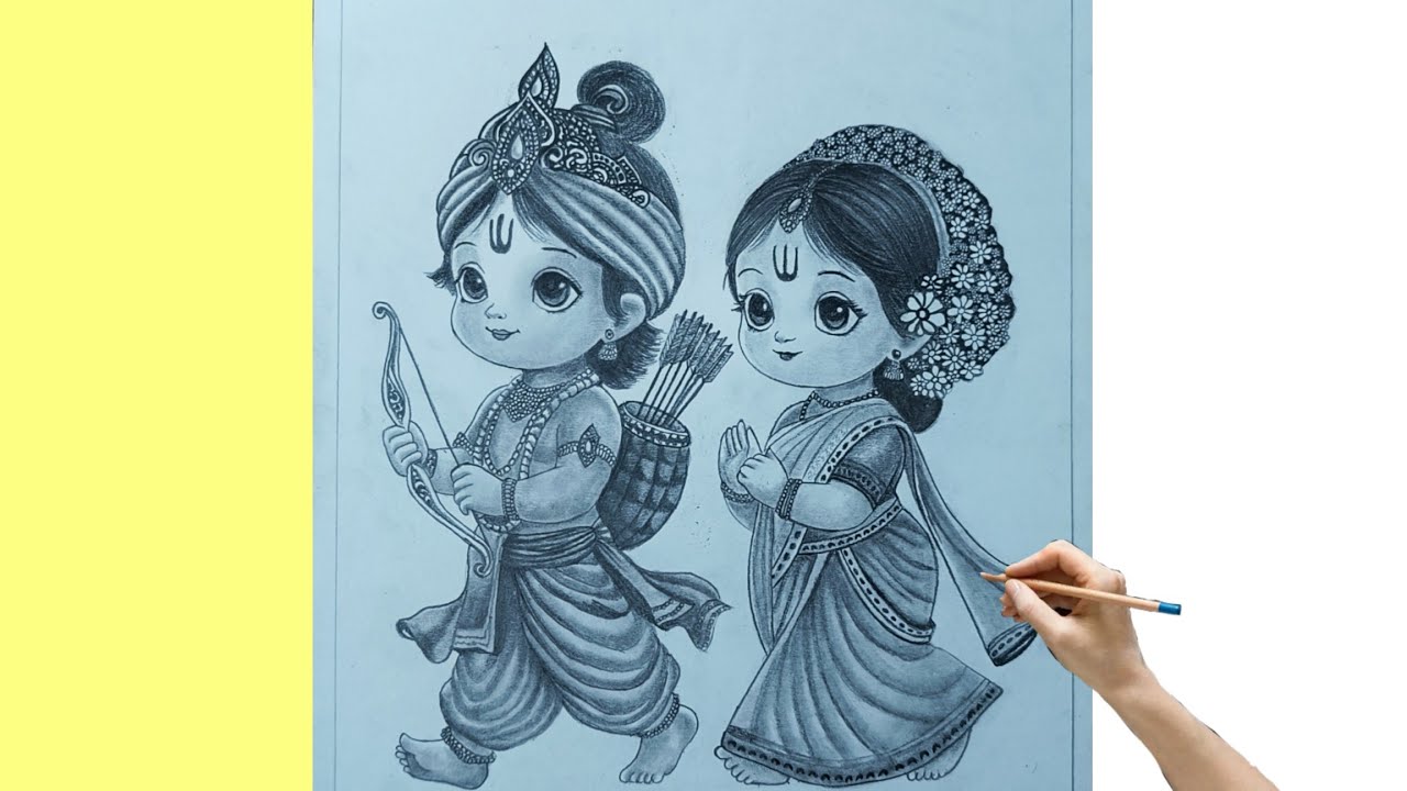 How to draw Siya Raam | step by step | shading technique - YouTube