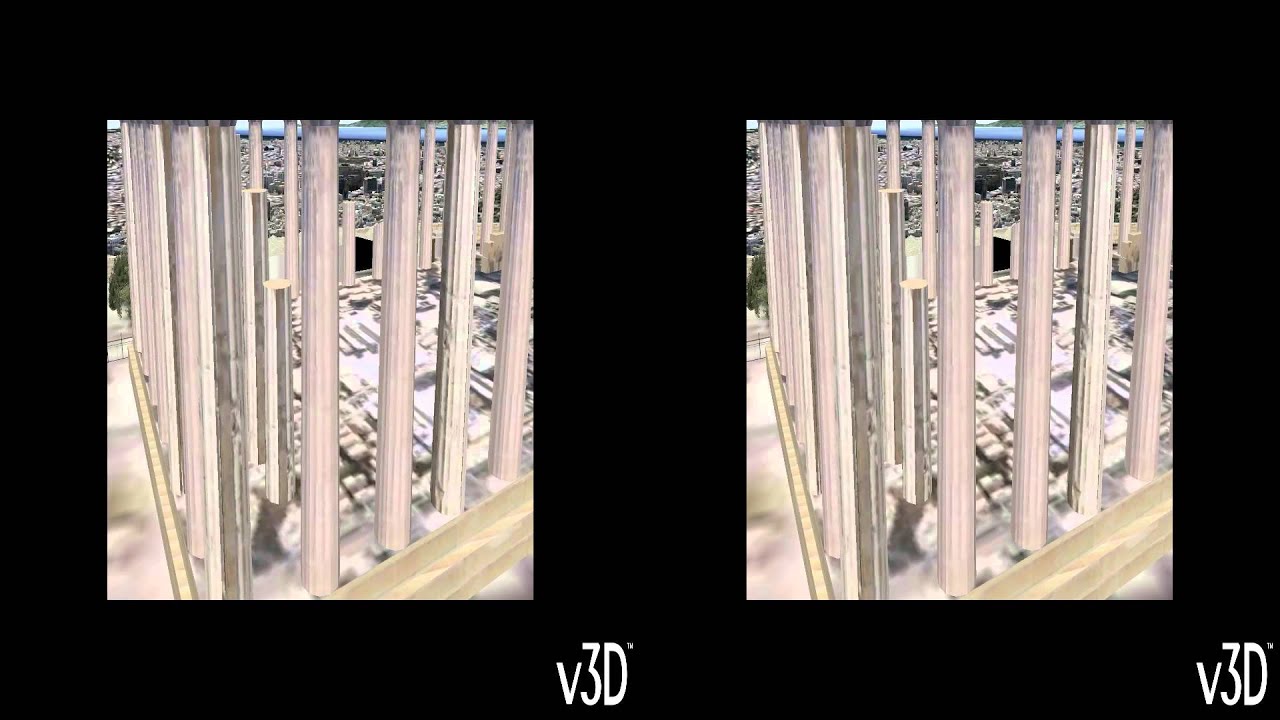 v3D Google Earth Parthenon Stereoscopic Example - YouTube