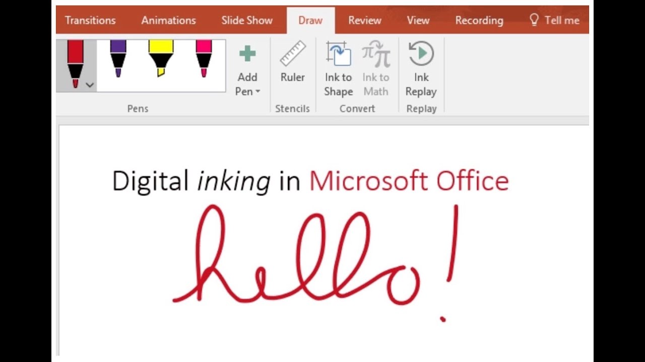 How to Draw and Write Digital ink in Microsoft PowerPoint - YouTube