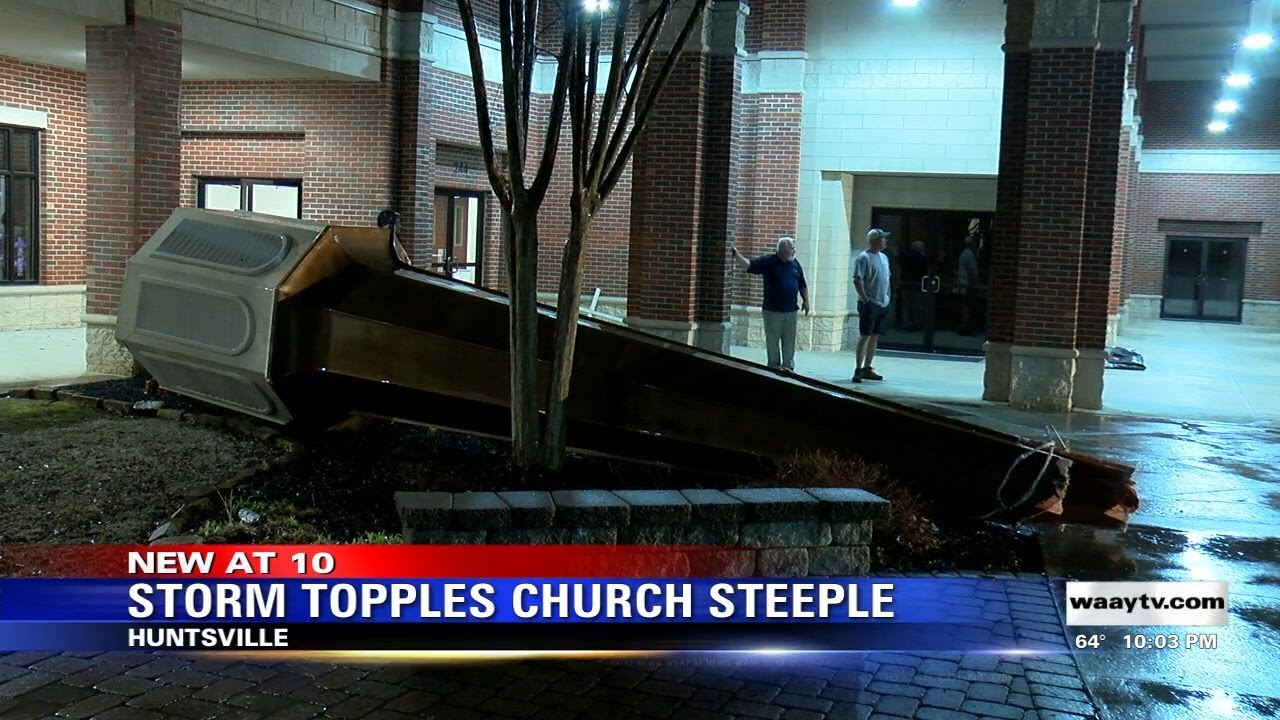 Storm Topples Church Steeple - YouTube