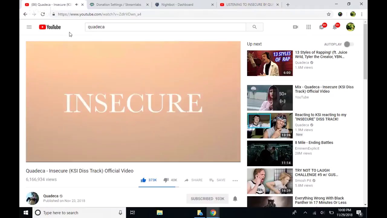LISTENING TO INSECURE BY QUADECA (KSI DISS TRACK) - YouTube
