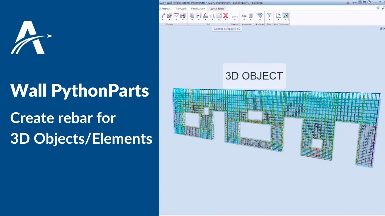 Create Rebar for 3D objects/3D elements | Wall Reinforcement PythonParts in ALLPLAN - YouTube