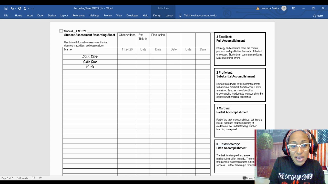 Student Assessment Recording Sheet - YouTube