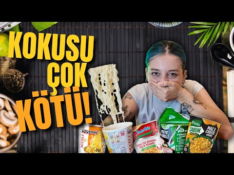 3 Farklı Markanın Bardakta Noodle ve Makarna Çeşitlerini Denedim🍜| Tadı... Kokusu...🤯