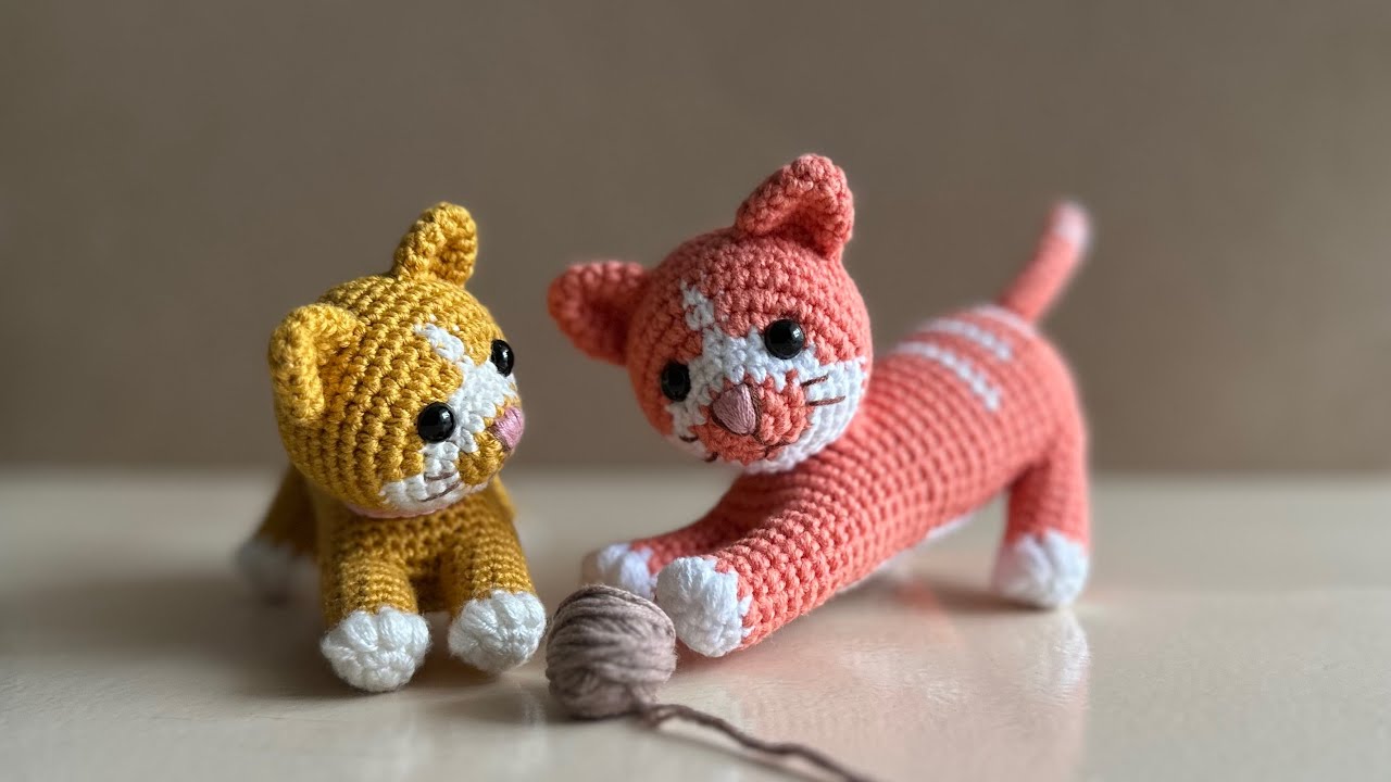 tutorial: crochet CAT, part 2 (face, ears) - YouTube