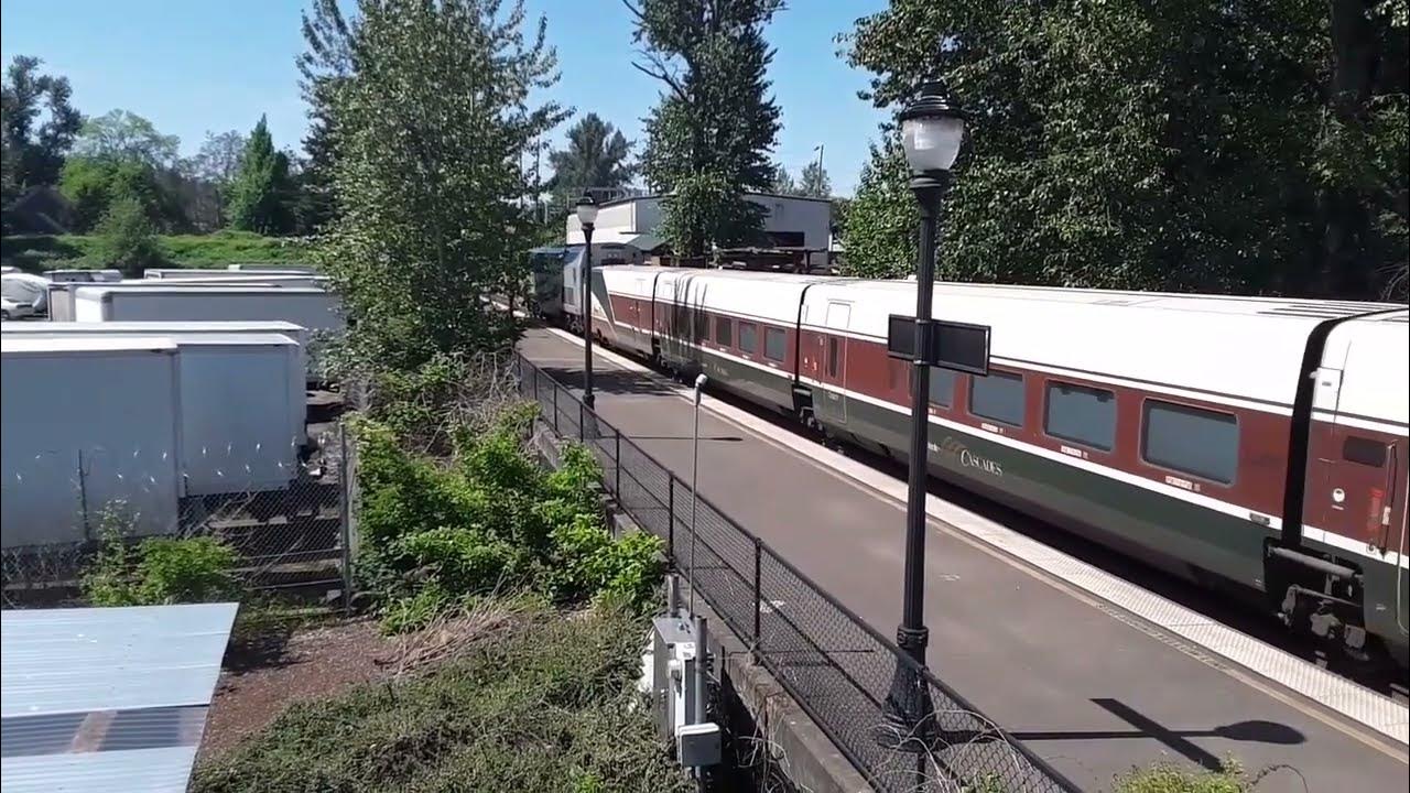 An Amtrak Cascades leaving Oregon City, and a "wrapped" Brio trains F unit! - YouTube