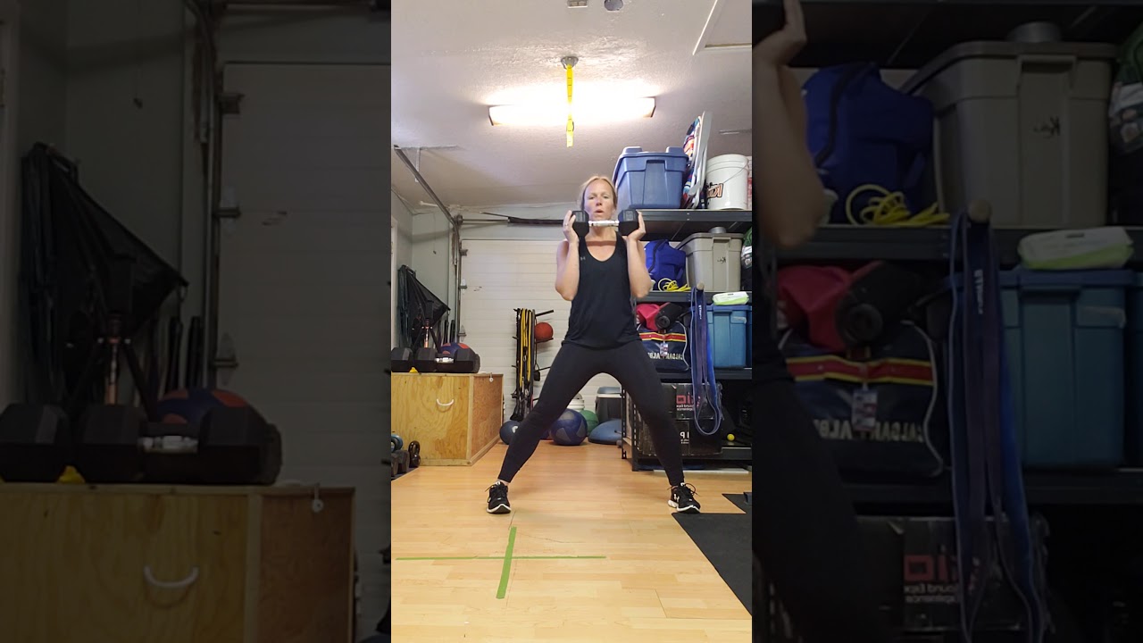 Lateral squat to overhead press - YouTube