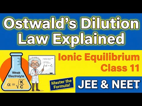 Ionic Equilibrium: Ostwald's Dilution Law - YouTube