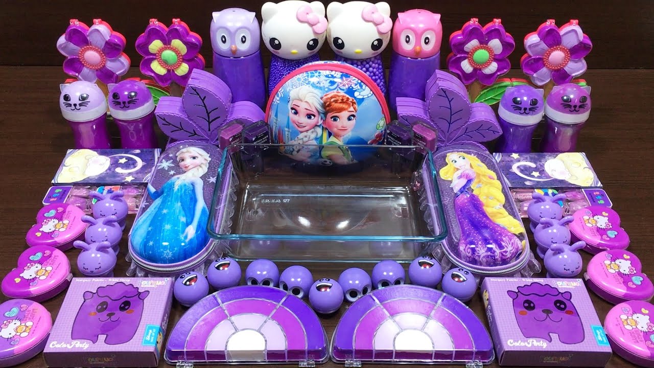 SPECIAL PURPLE DISNEY PRINCESS SLIME | Mixing Random Things into Glossy ...