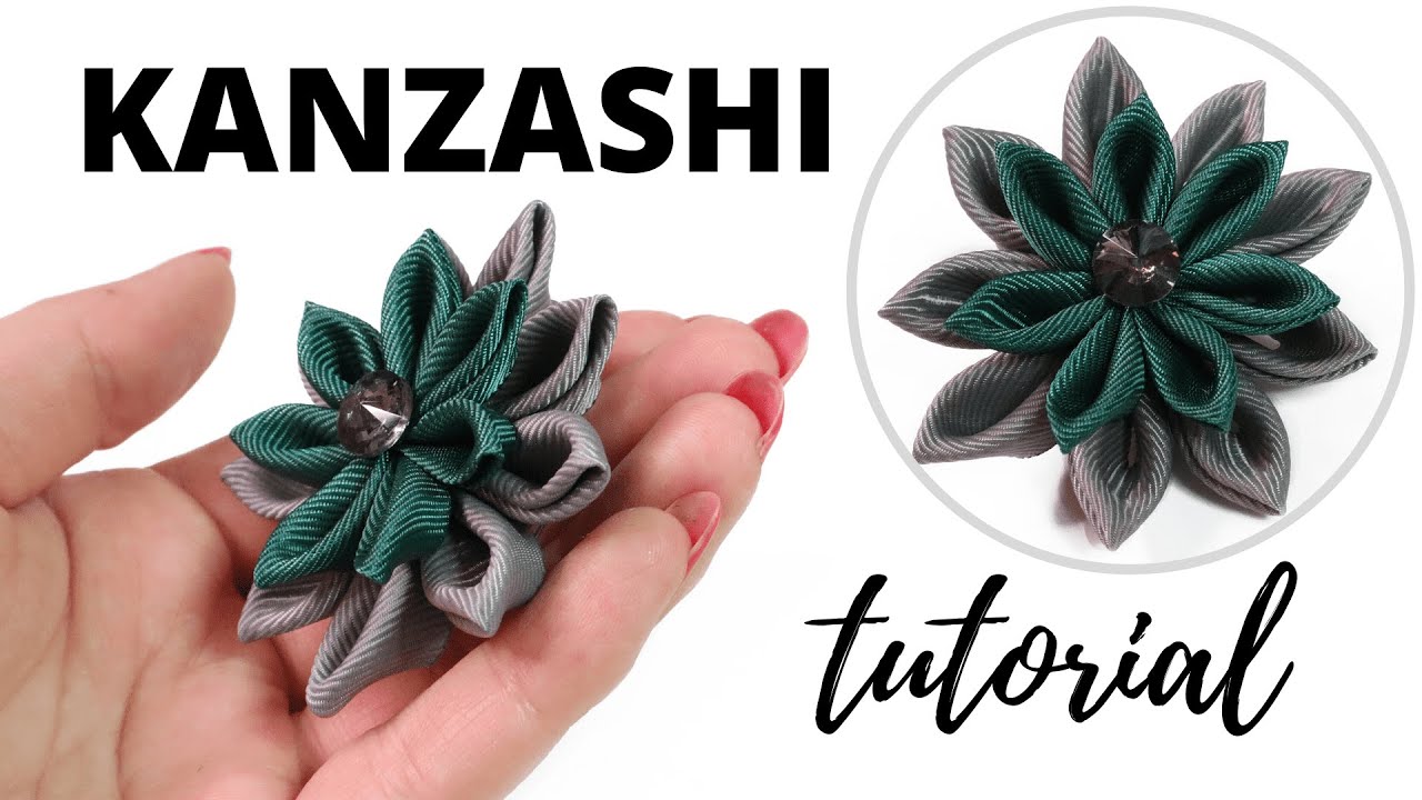 Ribbon flower | Kanzashi flower made of grosgrain ribbon | Kanzashi ...