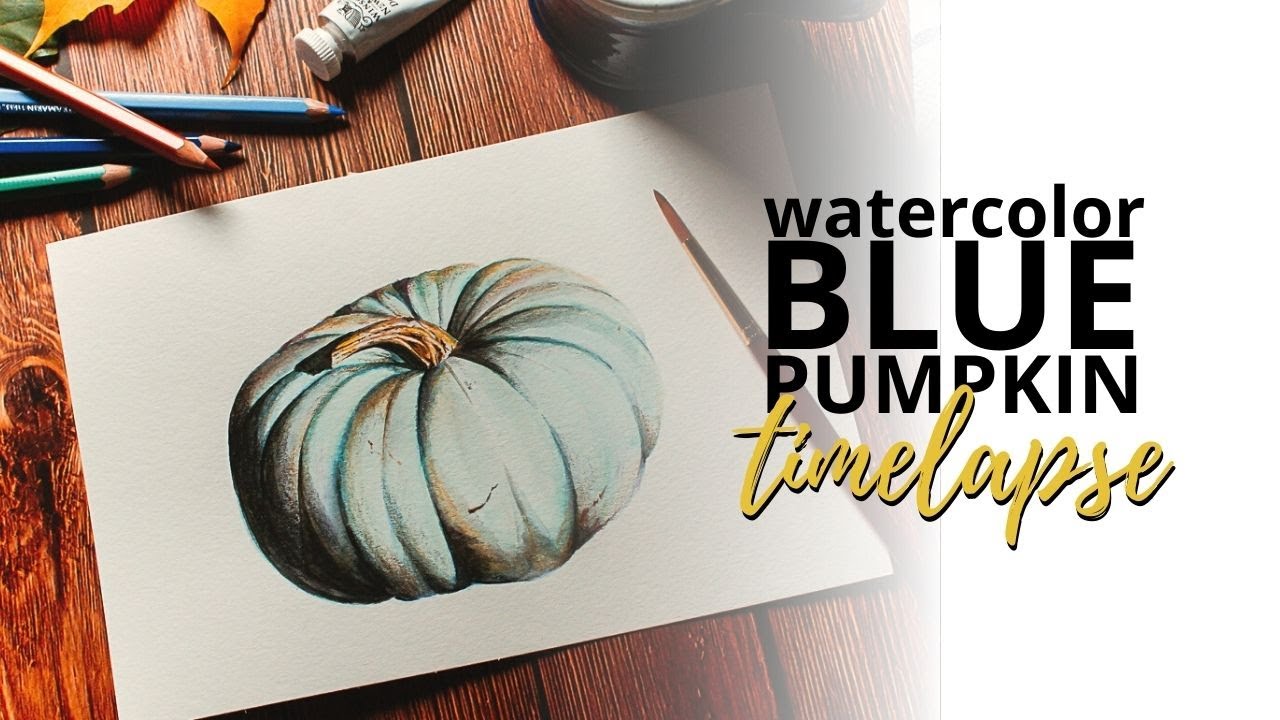 How to Draw a Blue Pumpkin: Watercolor Pencil Process Painting - YouTube