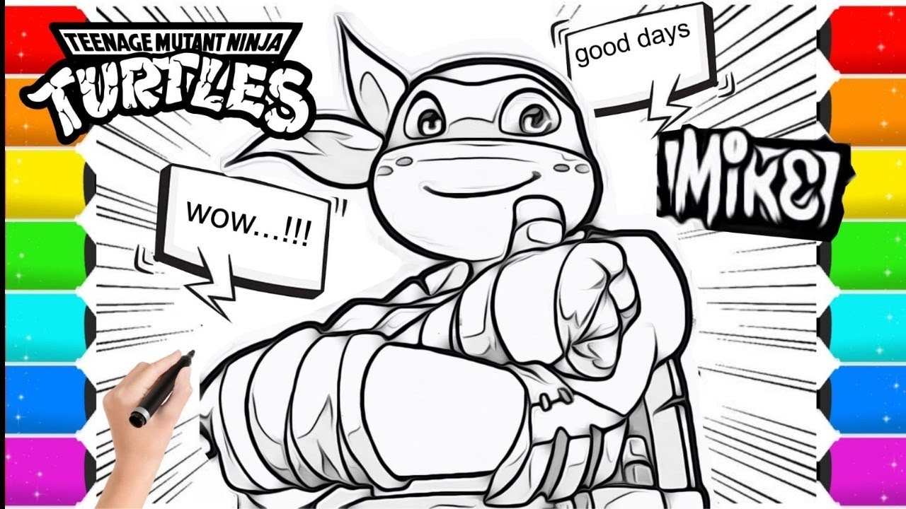 Drawing and coloring TMNT ninja turtles Mike | Super heroes coloring ...