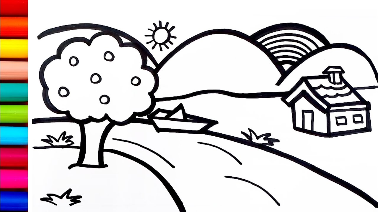 Landscape Drawing | How to Draw Landscape Drawing || Landscapes Drawing ...