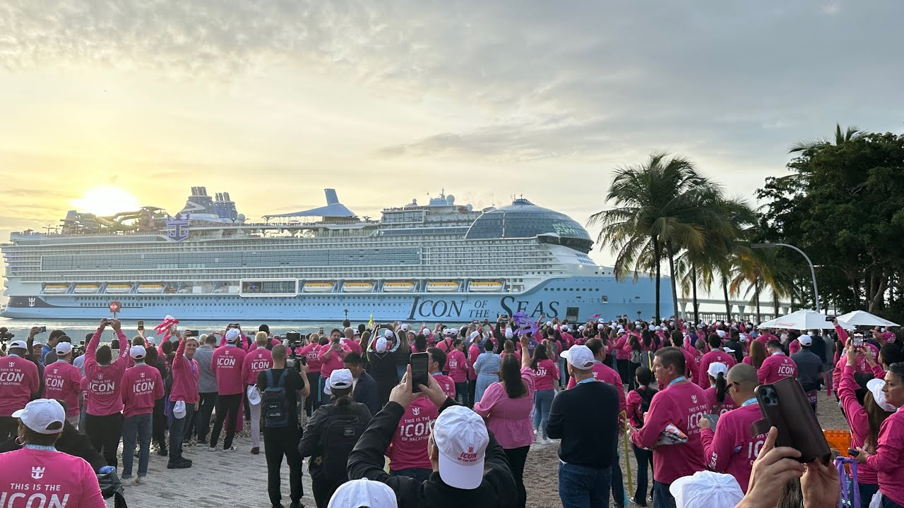 Shoreside party welcomes the ICON of the seas in Miami - YouTube