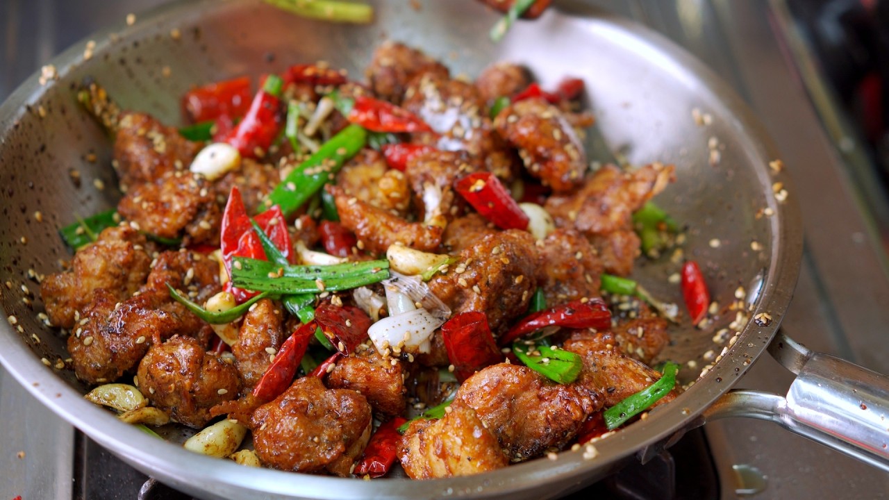 Sichuan Dried Chilli Fried Chicken | La Zi Ji Recipe | Spicy & Crispy ...