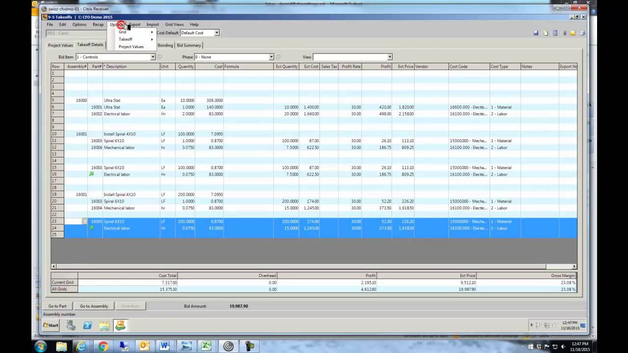 Markups in Sage Estimating Basic version - YouTube