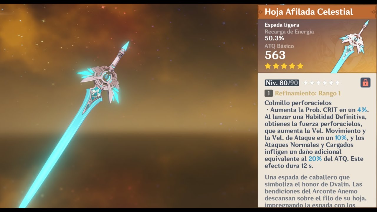 Subiendo arma (Hoja afilada celestial)-Genshin Impact - YouTube