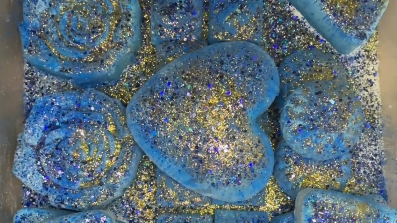 Crispy Glittery Blue 🦋🧿 Homemade Chalk Forms - YouTube