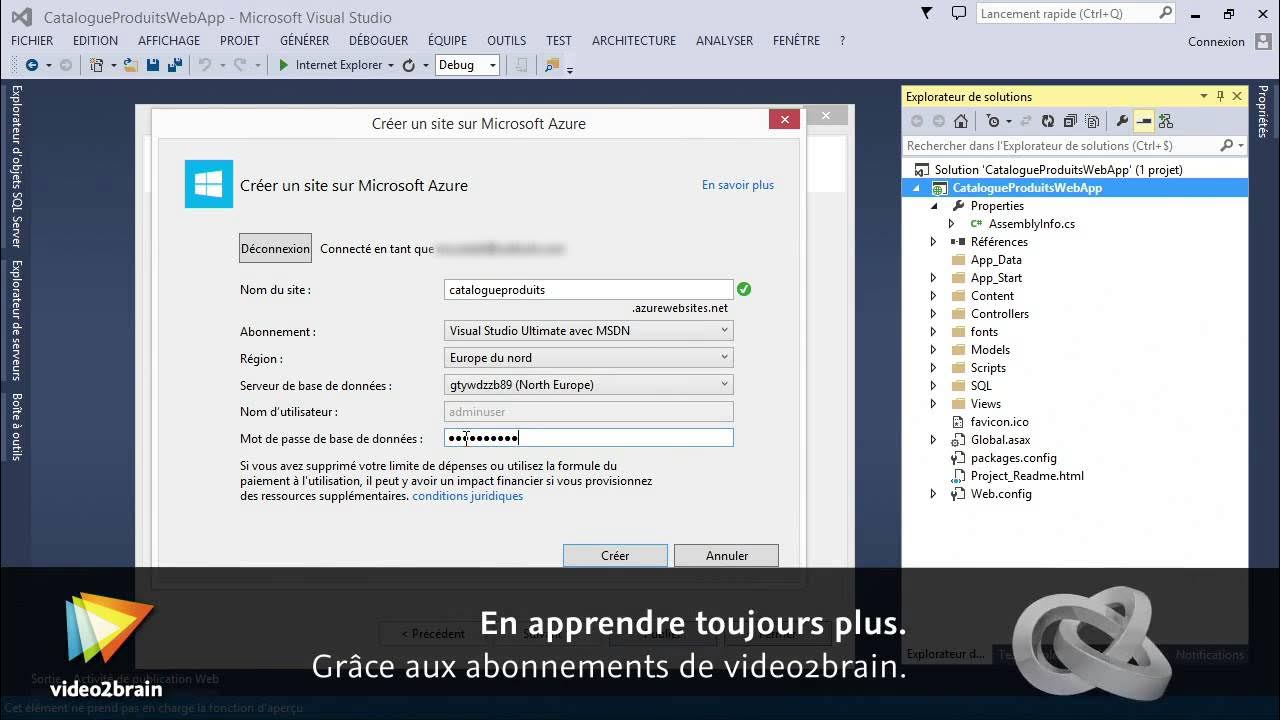 Tutoriel Azure : Utiliser Azure SQL Database avec Visual Studio | video2brain.com - YouTube