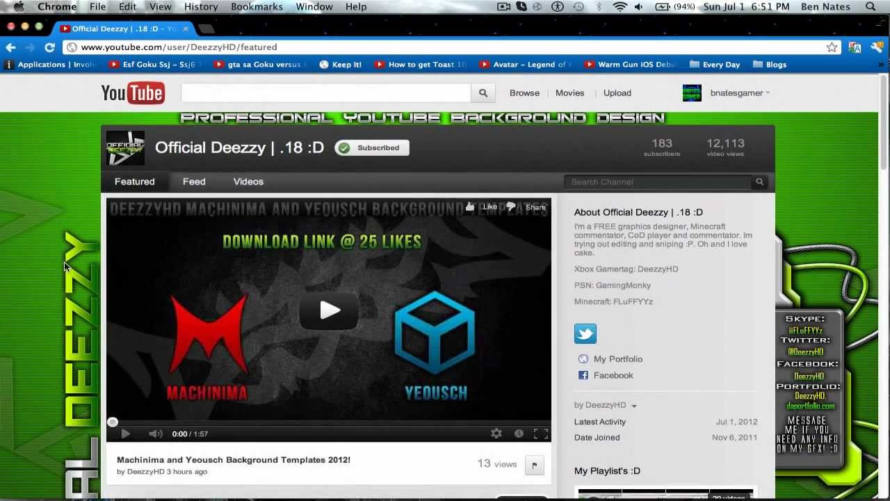 Sub DeezzyHD! Free GFX! Sick Youtube BG's! - YouTube