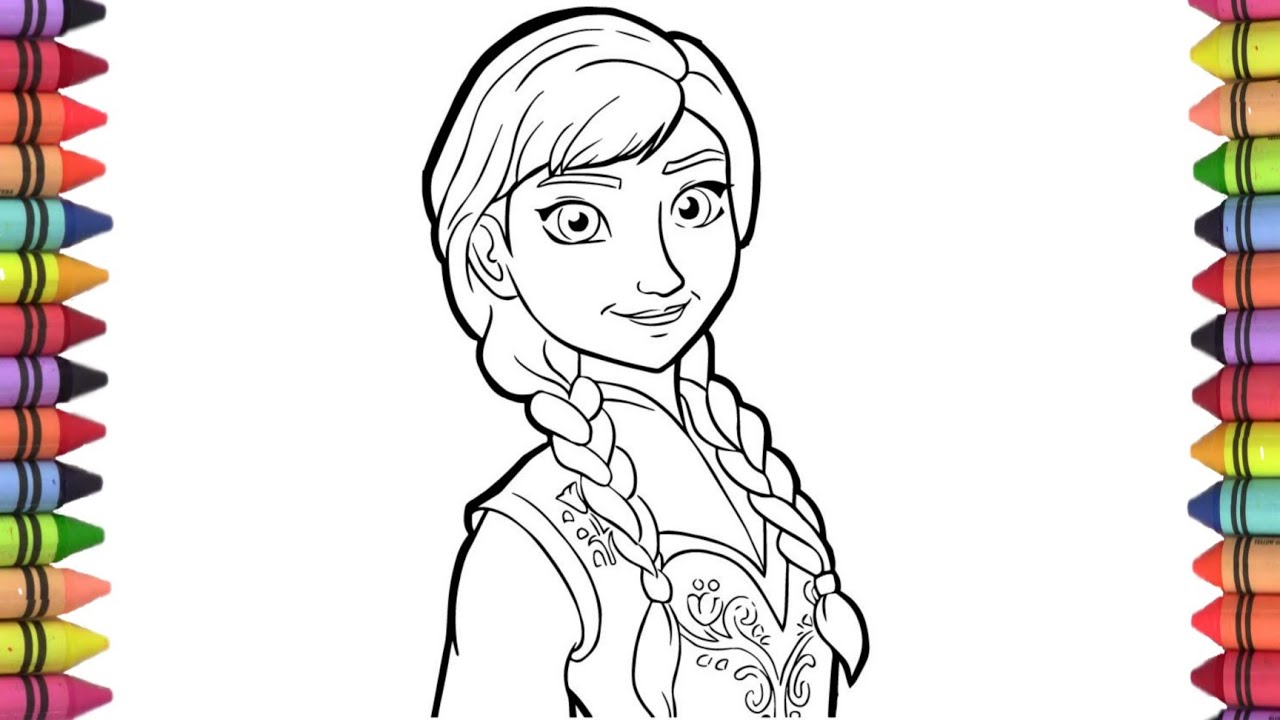 Anna princess drawing, Elsa Anna cartoon drawing colouring and painting ...