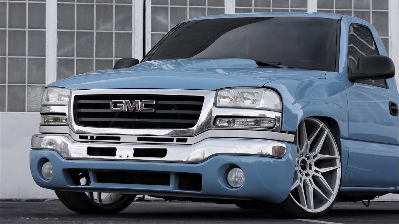 Lowered GMC single cab on Giovanna’s by schzzzproductions - YouTube