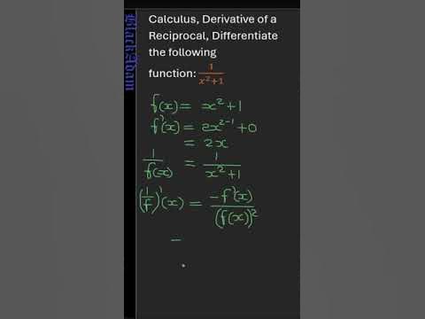 Calculus, finding derivative of a reciprocal using reciprocal rule: derive the function: 1/(x^2 ...