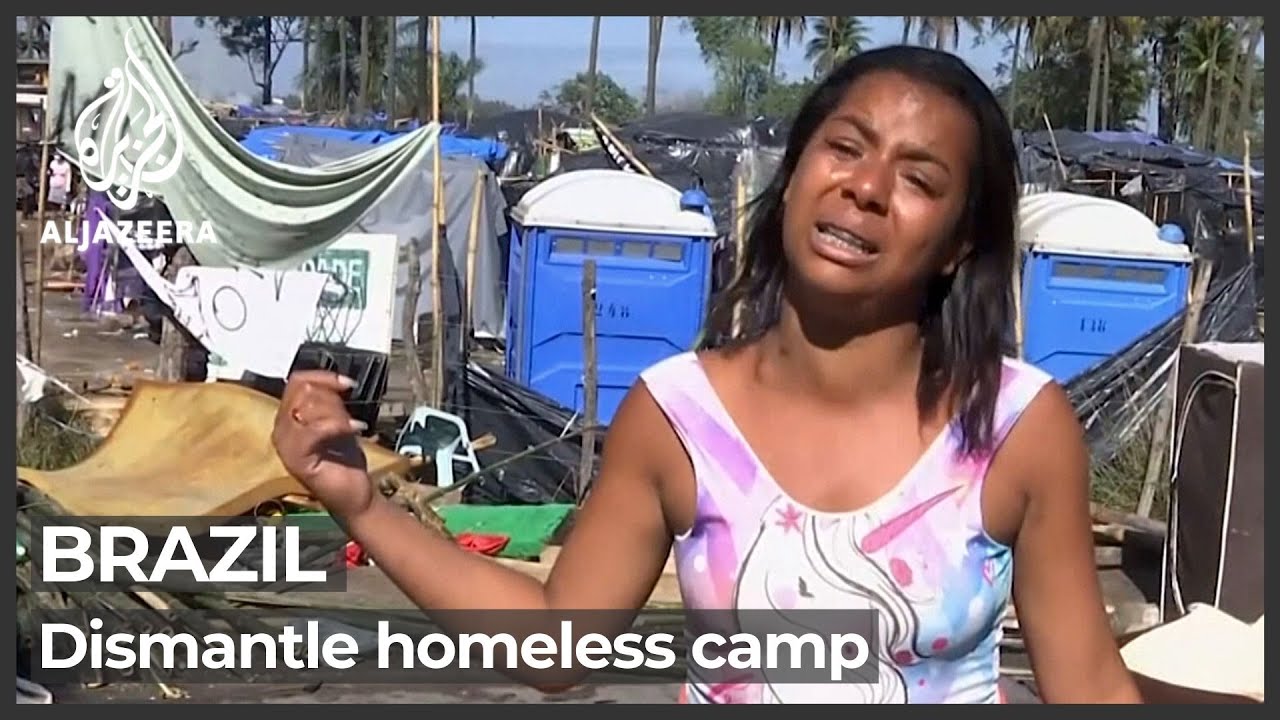 Brazil unemployment: Rio police dismantle camp set up by homeless - YouTube