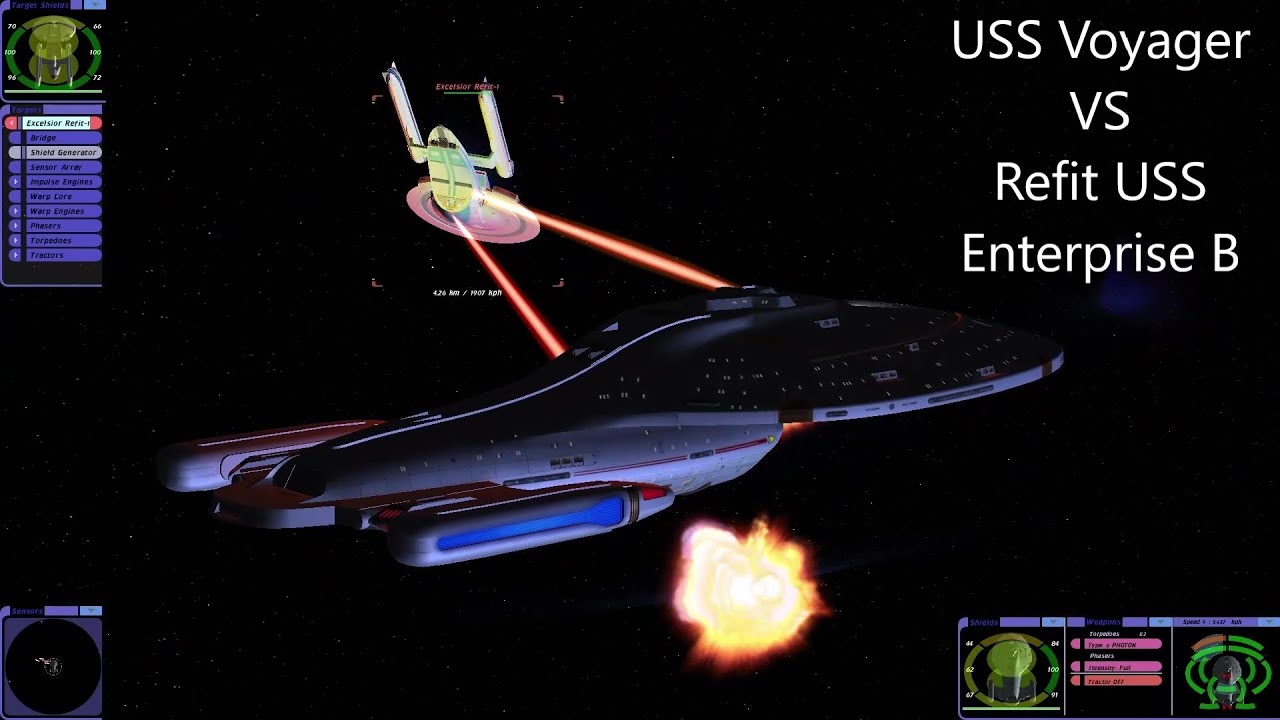 USS Voyager VS Refit USS Enterprise B | Star Trek Ship Battle | Star ...