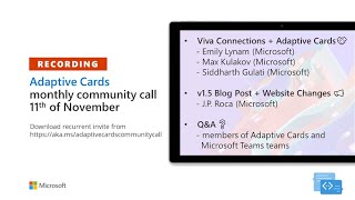 Adaptive Cards Community Call September 2021 Microsoft 365 Power ...
