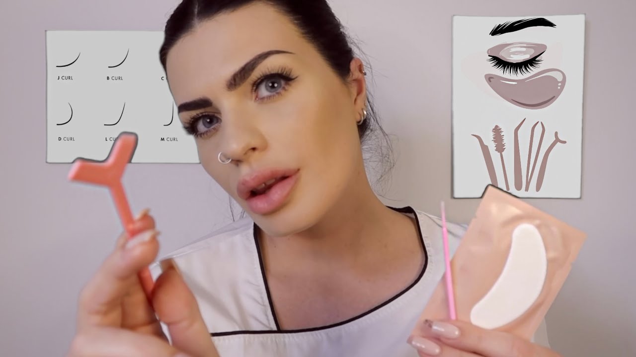 ASMR Beauty Salon - Perming Your Lashes 👁💕 (face touching, combing ...