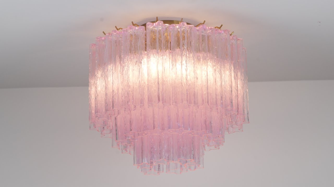 Murano Pink Glass Ceiling Light - YouTube