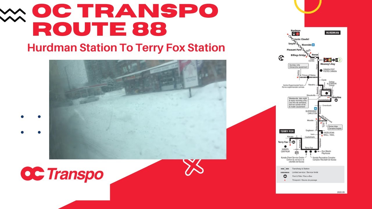 OC Transpo Route 88 - Hurdman Station To Terry Fox Station - Full Route ...