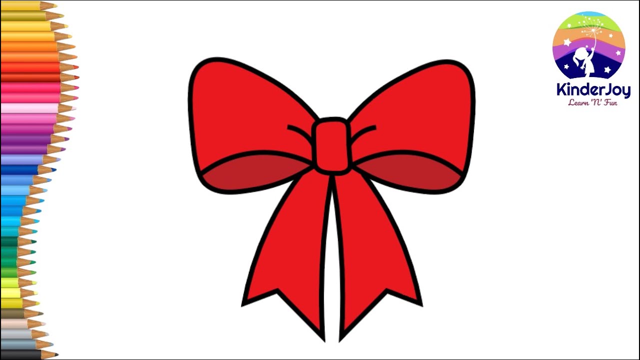 How to draw a Christmas bow for kids - YouTube