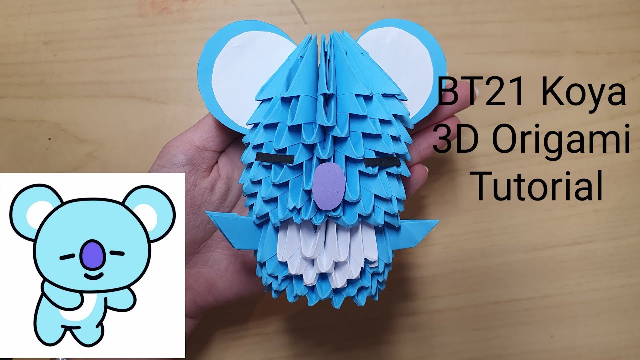 BT21 Koya 3D Origami Tutorial ( Hướng dẫn xếp giấy 3D Origami Koya BT21 ...
