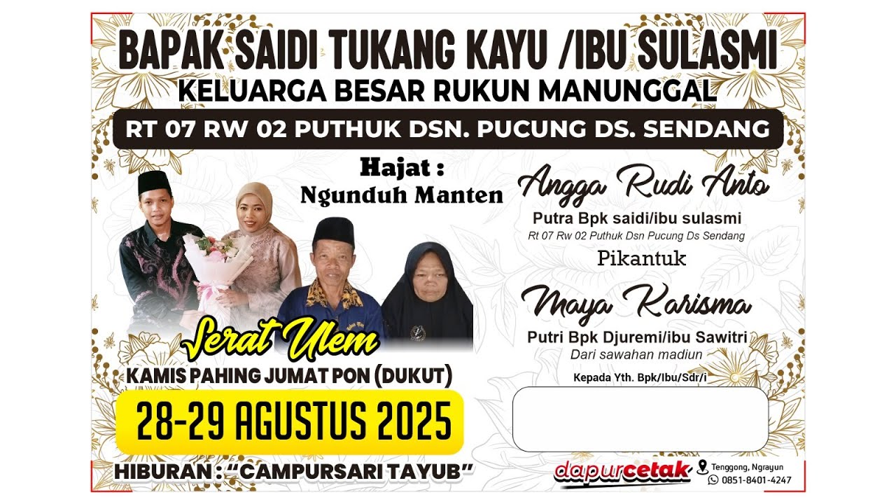 Live Malam Sekar Arum dikediaman Bpk Saidi Ibu Sulasmi Puthuk Pucung ...