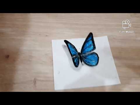 3 d mavi kelebek nasıl çizilir
