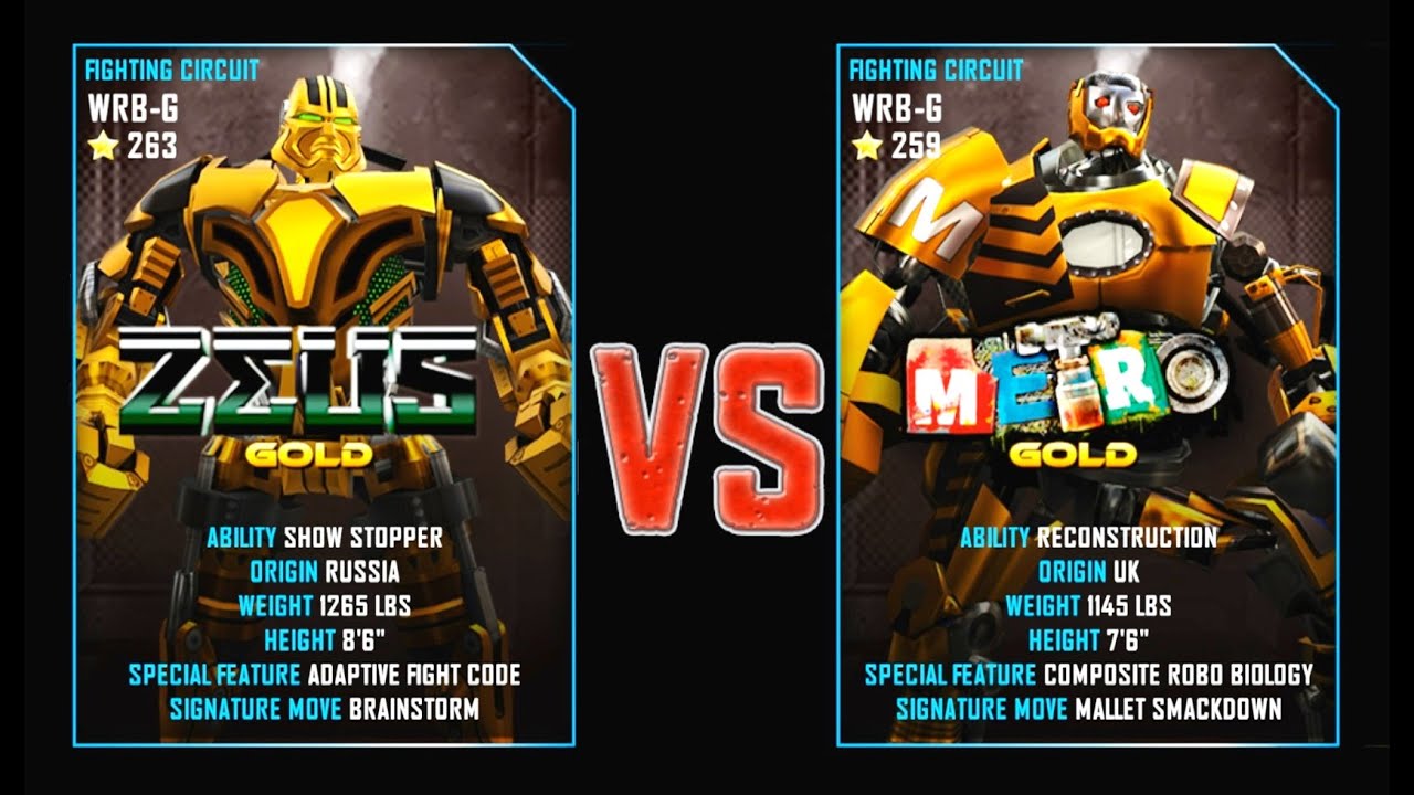 REAL STEEL WRB Zeus Gold VS Metro Gold New Robots GOLD UPDATE (Живая ...