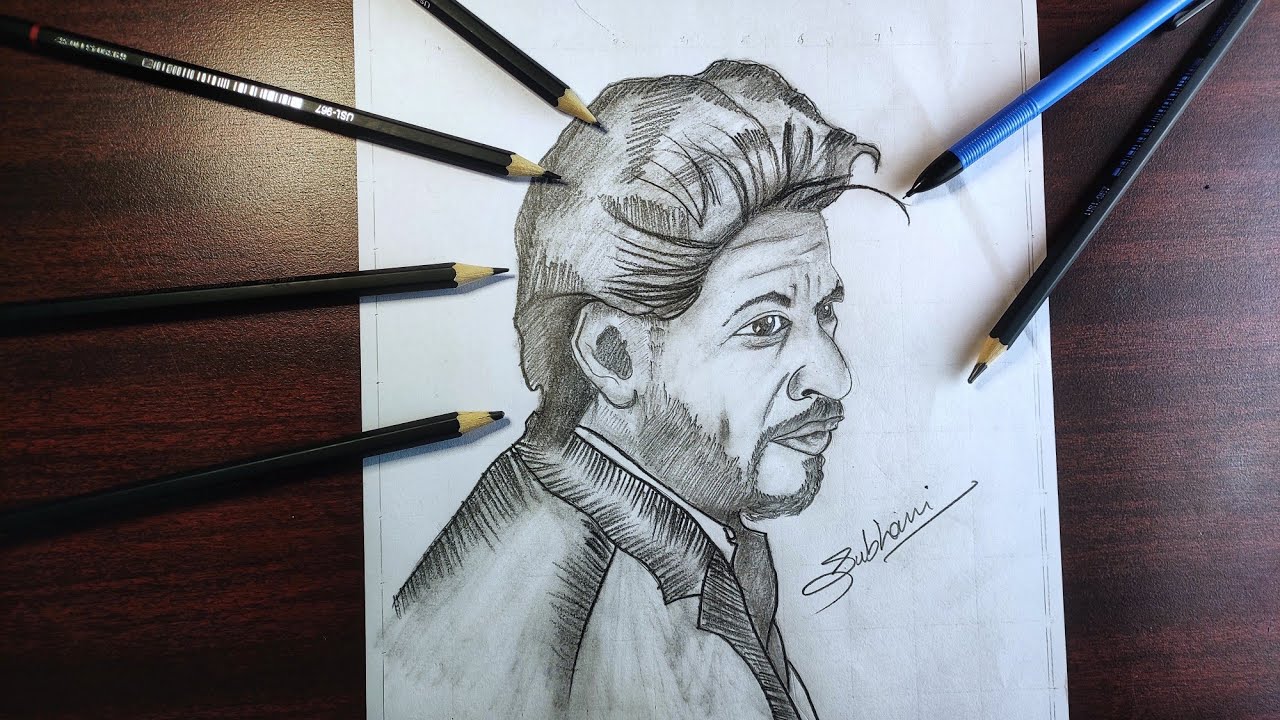 Shahrukh khan Pencil Drawing || How to draw SRK with pencil || Drawing ...