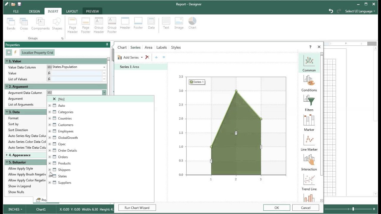Infographic Tools: Creating Area Chart in Report - [Shot on version ...