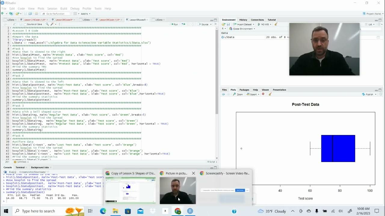 Lesson 5 Shapes of Distributions with R Studio - YouTube