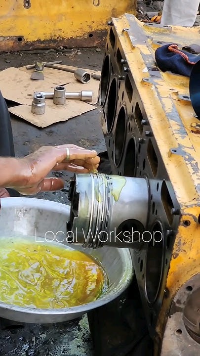 how six cylinder engine pistons install - YouTube