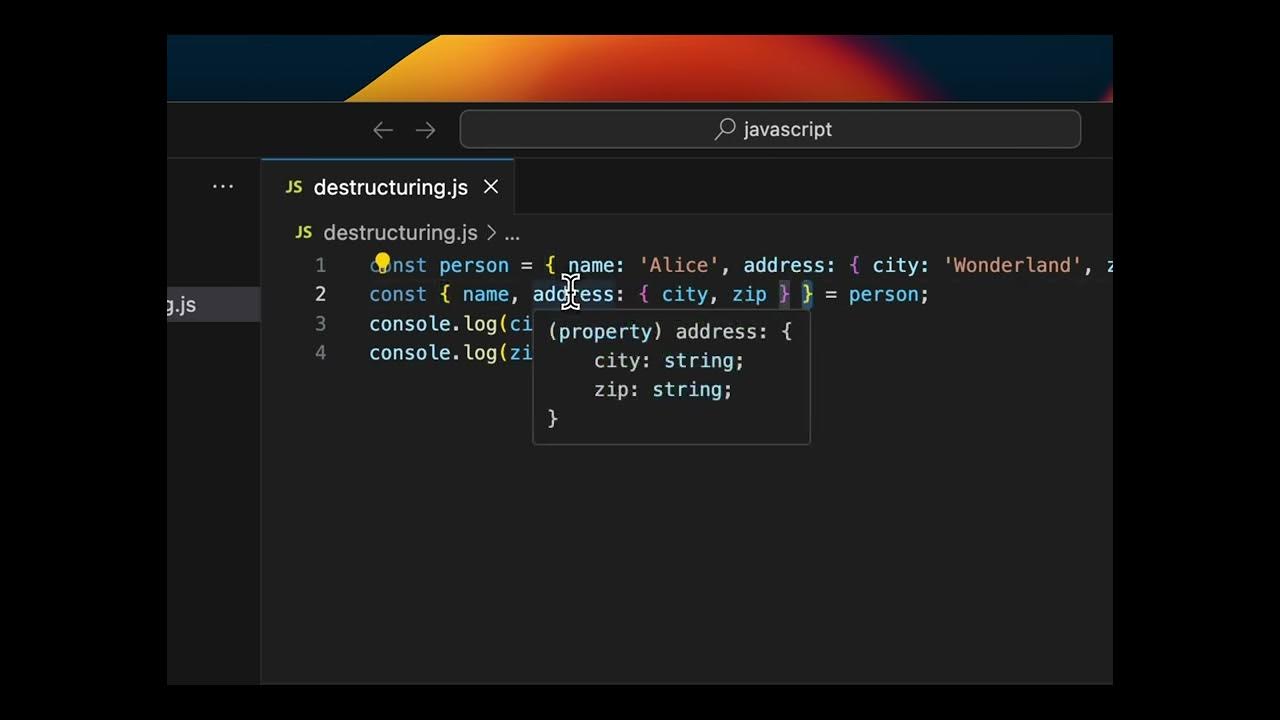 Destructuring in Javascript 4K - YouTube