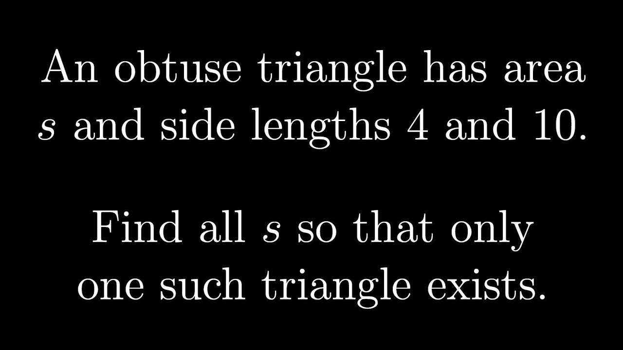 Distinct obtuse triangle area - AIME contest 2021 - YouTube