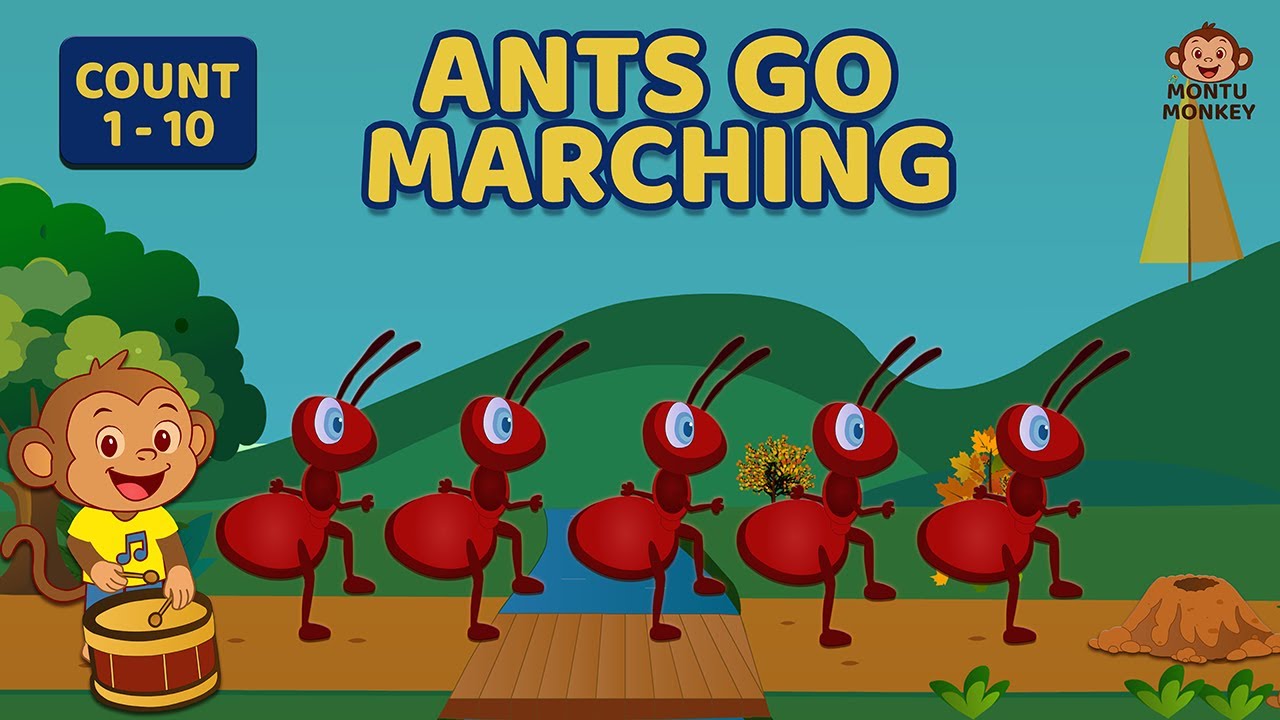Ants Go Marching | Counting 1 to 10 | Kids songs | Montu Monkey - YouTube