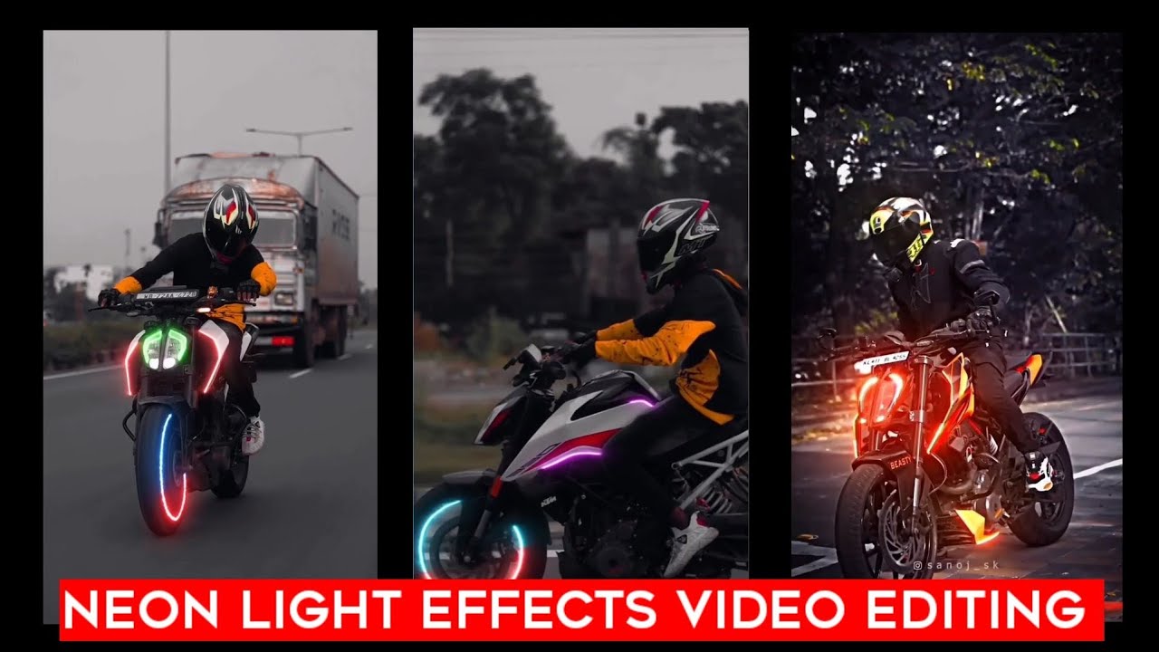 Bike Neon Effect Reel Video Editing //How to edit Glowing Effects video ...