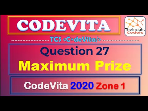 TCS CodeVita Problem 27 | Maximum Prize | Codevita 2020 Zone 1 | This Year Questions - YouTube